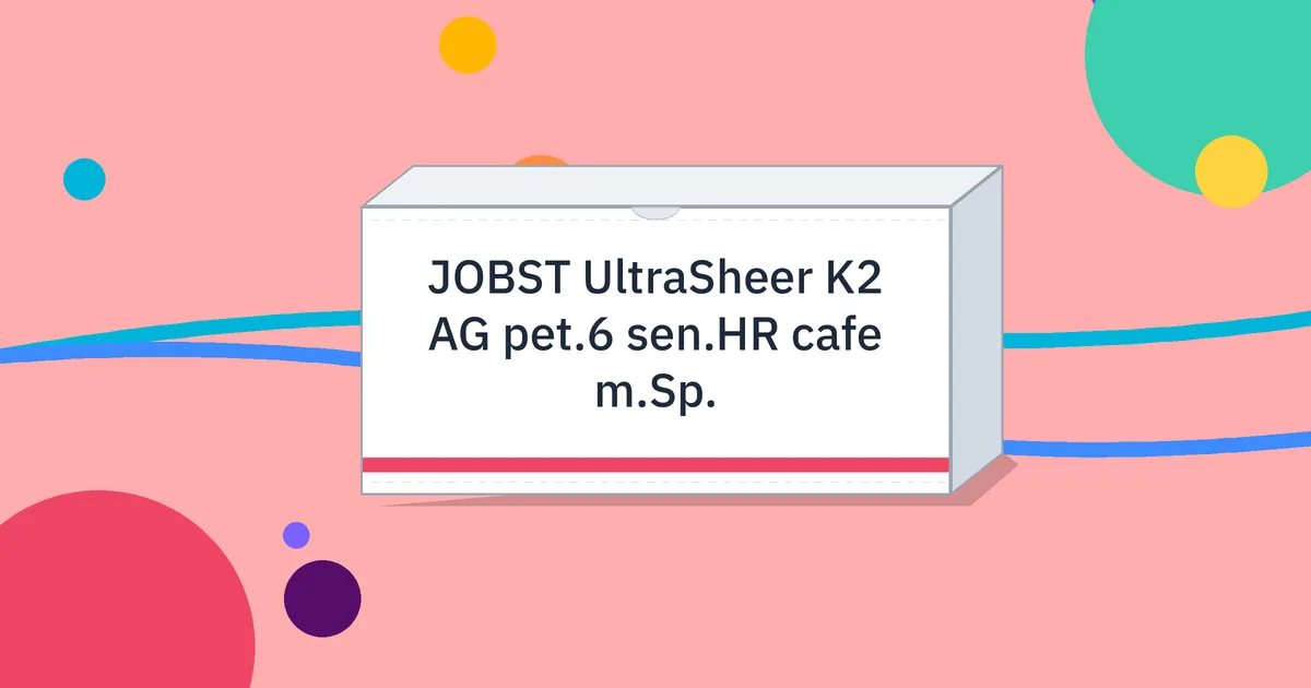 Symbolbild: Packung mit der Aufschrift JOBST UltraSheer K2 AG pet.6 sen.HR cafe m.Sp. (PZN 13141446) – Verfügbarkeit und Bezug in Apotheken in Frankfurt am Main