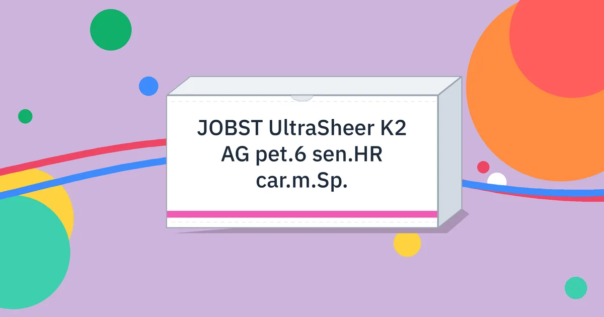 Symbolbild: Packung mit der Aufschrift JOBST UltraSheer K2 AG pet.6 sen.HR car.m.Sp. (PZN 11265374) – Verfügbarkeit und Bezug in Apotheken in Frankfurt am Main