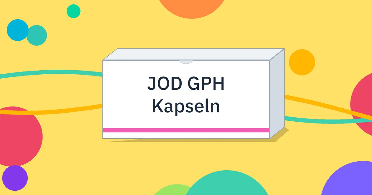 Symbolbild: Packung mit der Aufschrift JOD GPH Kapseln (PZN 07352771) – Verfügbarkeit und Bezug in Apotheken in Frankfurt am Main