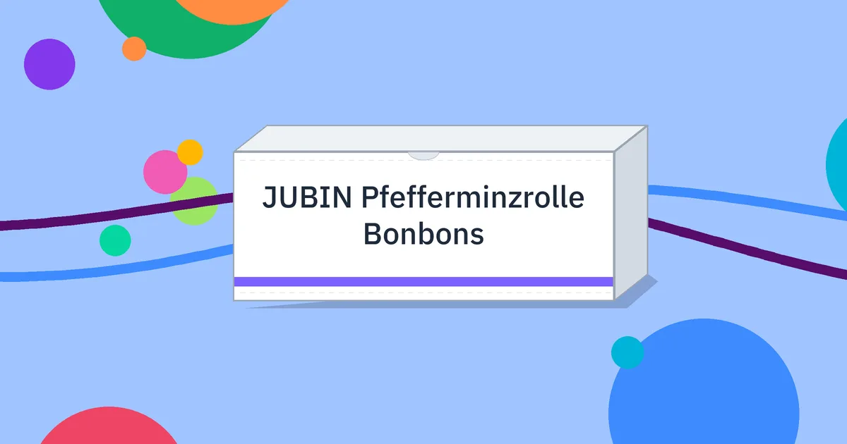 Symbolbild: Packung mit der Aufschrift JUBIN Pfefferminzrolle Bonbons (PZN 01099354) – Verfügbarkeit und Bezug in Apotheken in Frankfurt am Main