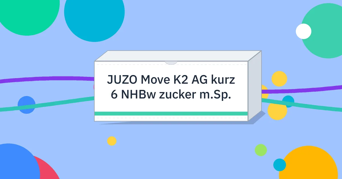 Symbolbild: Packung mit der Aufschrift JUZO Move K2 AG kurz 6 NHBw zucker m.Sp. (PZN 18527009) – Verfügbarkeit und Bezug in Apotheken in Frankfurt am Main