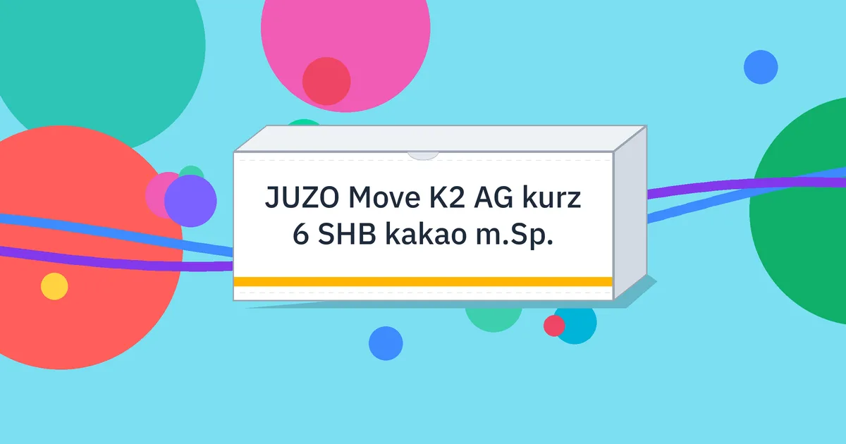 Symbolbild: Packung mit der Aufschrift JUZO Move K2 AG kurz 6 SHB kakao m.Sp. (PZN 18559647) – Verfügbarkeit und Bezug in Apotheken in Frankfurt am Main