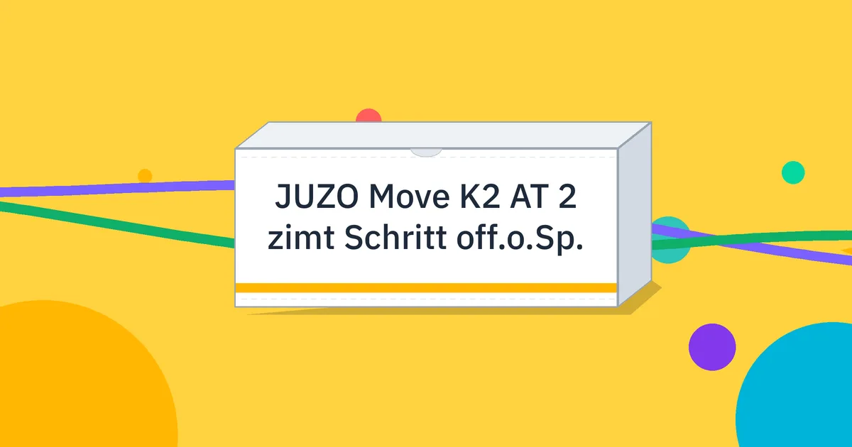 Symbolbild: Packung mit der Aufschrift JUZO Move K2 AT 2 zimt Schritt off.o.Sp. (PZN 20669627) – Verfügbarkeit und Bezug in Apotheken in Frankfurt am Main
