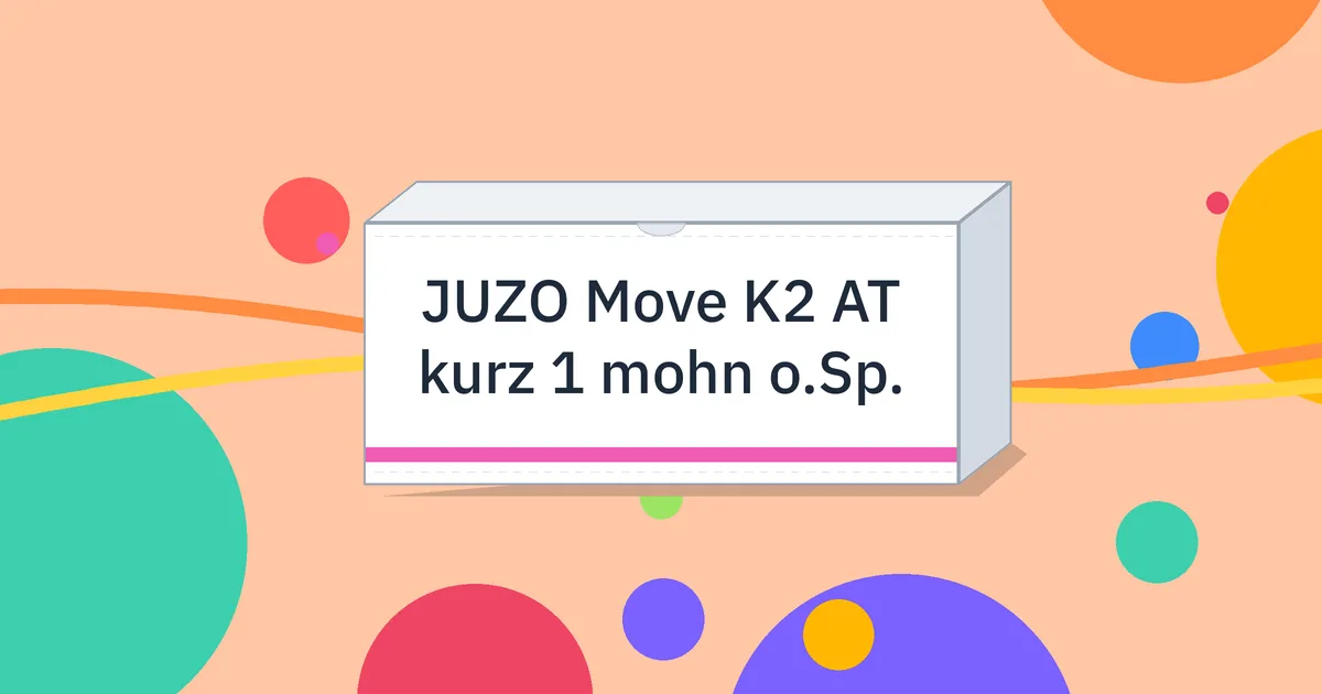 Symbolbild: Packung mit der Aufschrift JUZO Move K2 AT kurz 1 mohn o.Sp. (PZN 20675579) – Verfügbarkeit und Bezug in Apotheken in Frankfurt am Main