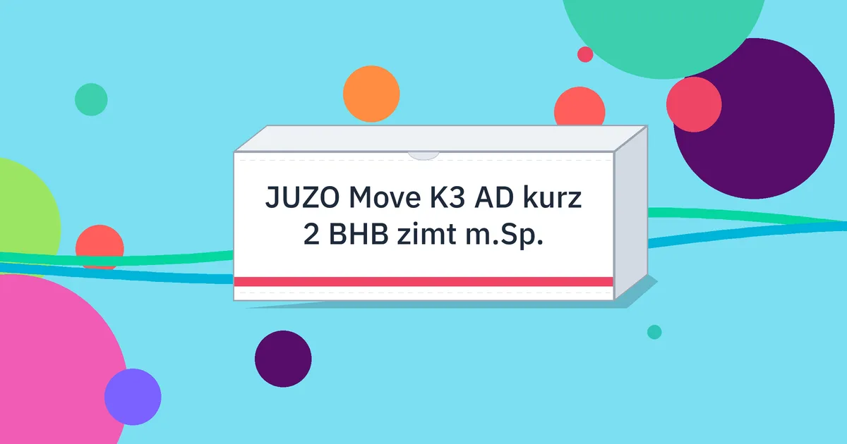 Symbolbild: Packung mit der Aufschrift JUZO Move K3 AD kurz 2 BHB zimt m.Sp. (PZN 18568362) – Verfügbarkeit und Bezug in Apotheken in Frankfurt am Main