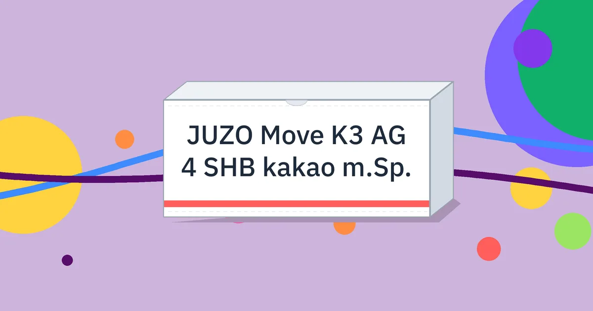 Symbolbild: Packung mit der Aufschrift JUZO Move K3 AG 4 SHB kakao m.Sp. (PZN 18587342) – Verfügbarkeit und Bezug in Apotheken in Frankfurt am Main