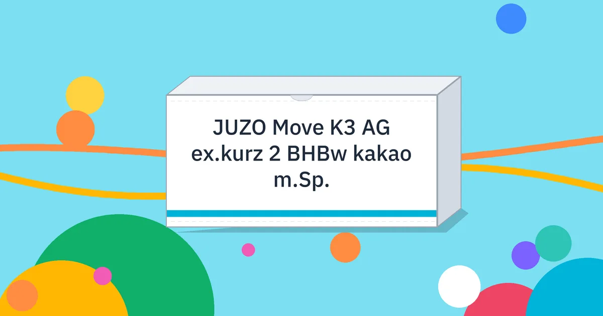 Symbolbild: Packung mit der Aufschrift JUZO Move K3 AG ex.kurz 2 BHBw kakao m.Sp. (PZN 18595749) – Verfügbarkeit und Bezug in Apotheken in Frankfurt am Main