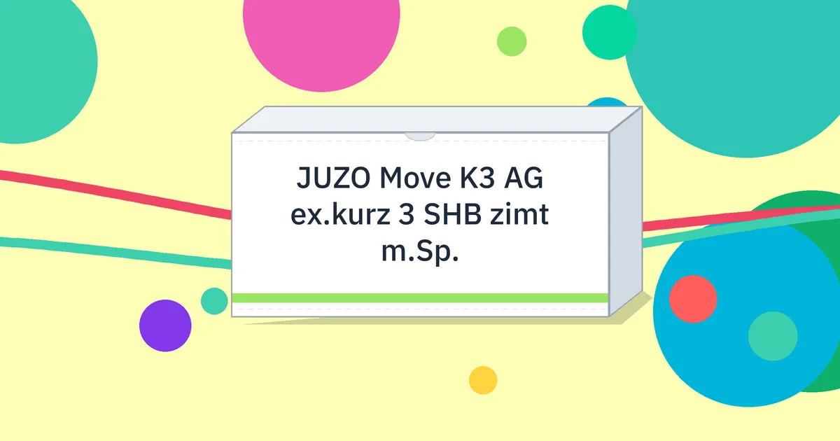 Symbolbild: Packung mit der Aufschrift JUZO Move K3 AG ex.kurz 3 SHB zimt m.Sp. (PZN 18583309) – Verfügbarkeit und Bezug in Apotheken in Frankfurt am Main