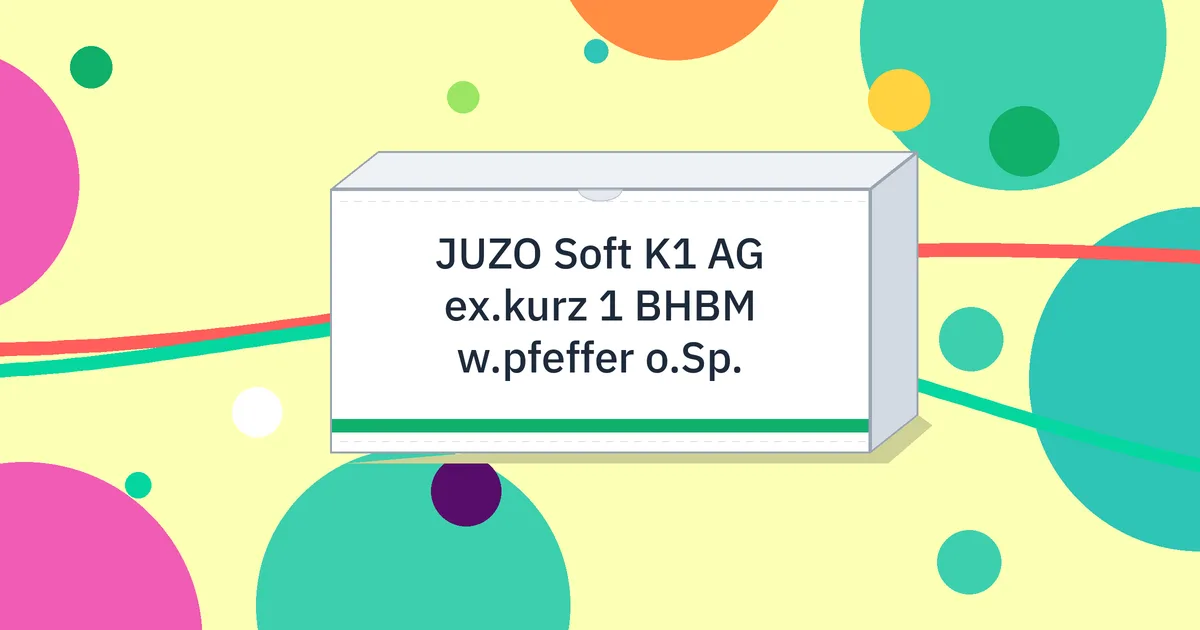 Symbolbild: Packung mit der Aufschrift JUZO Soft K1 AG ex.kurz 1 BHBM w.pfeffer o.Sp. (PZN 14865979) – Verfügbarkeit und Bezug in Apotheken in Frankfurt am Main
