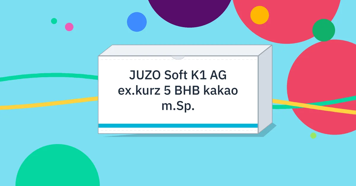 Symbolbild: Packung mit der Aufschrift JUZO Soft K1 AG ex.kurz 5 BHB kakao m.Sp. (PZN 14823840) – Verfügbarkeit und Bezug in Apotheken in Frankfurt am Main