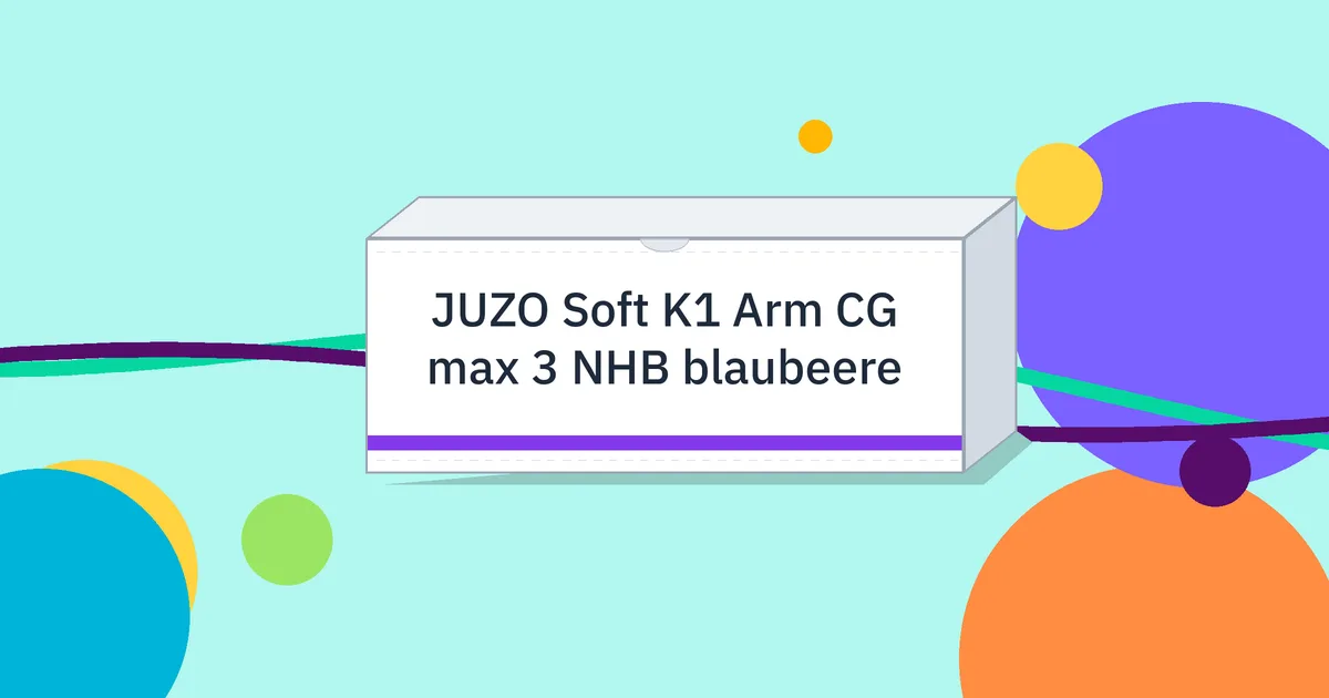 Symbolbild: Packung mit der Aufschrift JUZO Soft K1 Arm CG max 3 NHB blaubeere (PZN 15509034) – Verfügbarkeit und Bezug in Apotheken in Frankfurt am Main