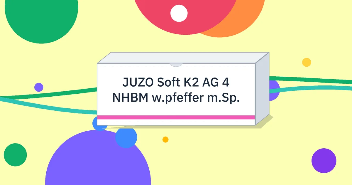 Symbolbild: Packung mit der Aufschrift JUZO Soft K2 AG 4 NHBM w.pfeffer m.Sp. (PZN 15019086) – Verfügbarkeit und Bezug in Apotheken in Frankfurt am Main