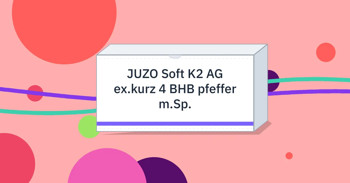 Symbolbild: Packung mit der Aufschrift JUZO Soft K2 AG ex.kurz 4 BHB pfeffer m.Sp. (PZN 14827312) – Verfügbarkeit und Bezug in Apotheken in Frankfurt am Main
