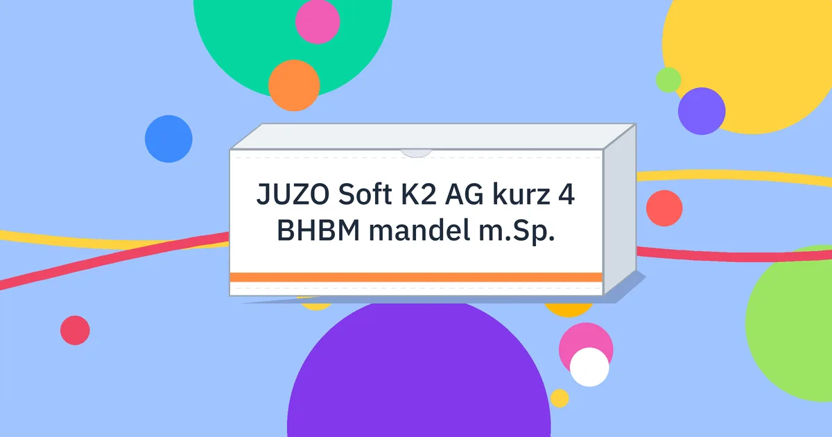 Symbolbild: Packung mit der Aufschrift JUZO Soft K2 AG kurz 4 BHBM mandel m.Sp. (PZN 14859789) – Verfügbarkeit und Bezug in Apotheken in Frankfurt am Main