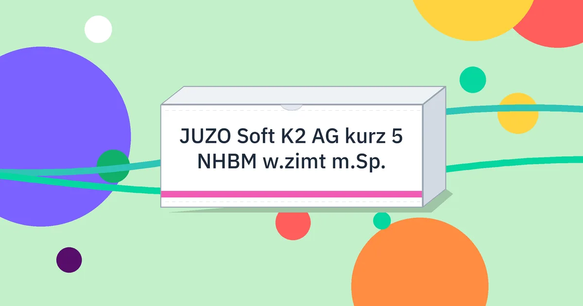 Symbolbild: Packung mit der Aufschrift JUZO Soft K2 AG kurz 5 NHBM w.zimt m.Sp. (PZN 15020853) – Verfügbarkeit und Bezug in Apotheken in Frankfurt am Main
