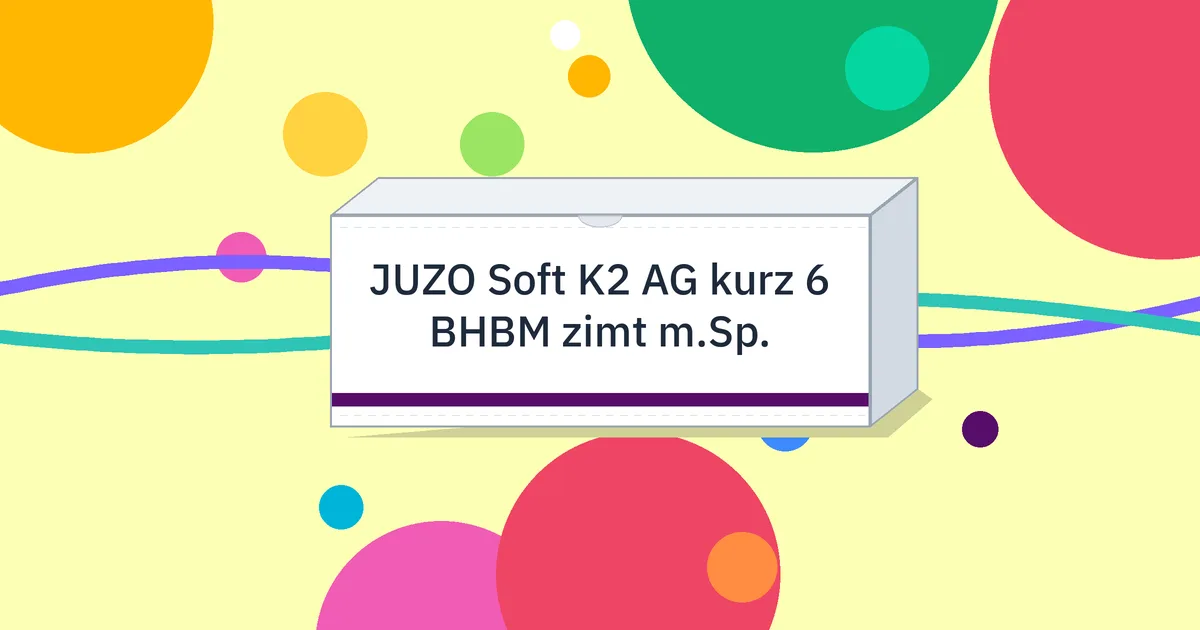 Symbolbild: Packung mit der Aufschrift JUZO Soft K2 AG kurz 6 BHBM zimt m.Sp. (PZN 14859507) – Verfügbarkeit und Bezug in Apotheken in Frankfurt am Main