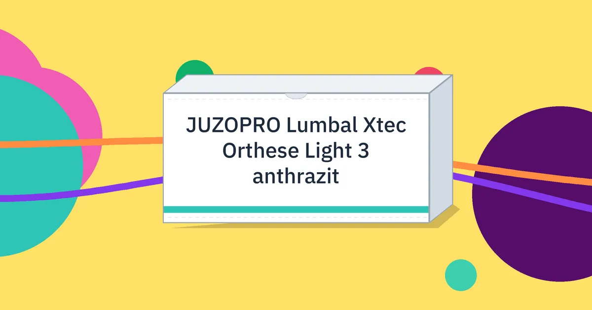 Symbolbild: Packung mit der Aufschrift JUZOPRO Lumbal Xtec Orthese Light 3 anthrazit (PZN 16497913) – Verfügbarkeit und Bezug in Apotheken in Frankfurt am Main