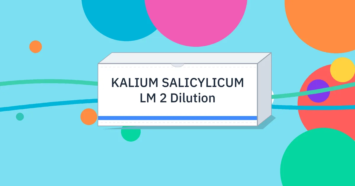 Symbolbild: Packung mit der Aufschrift KALIUM SALICYLICUM LM 2 Dilution (PZN 12925329) – Verfügbarkeit und Bezug in Apotheken in Frankfurt am Main