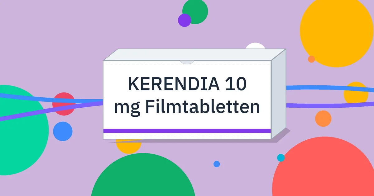 Symbolbild: Packung mit der Aufschrift KERENDIA 10 mg Filmtabletten (PZN 16807354) – Verfügbarkeit und Bezug in Apotheken in Frankfurt am Main