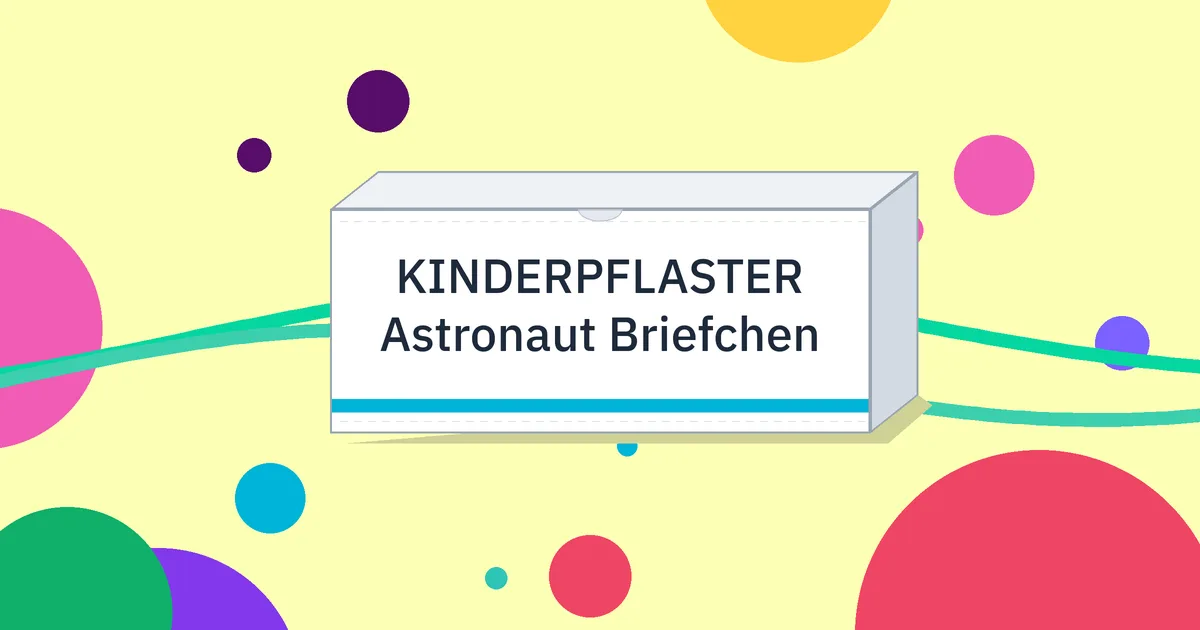 Symbolbild: Packung mit der Aufschrift KINDERPFLASTER Astronaut Briefchen (PZN 19405538) – Verfügbarkeit und Bezug in Apotheken in Frankfurt am Main