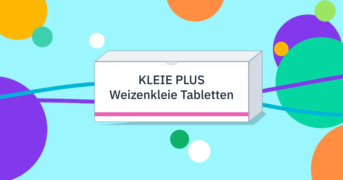 Symbolbild: Packung mit der Aufschrift KLEIE PLUS Weizenkleie Tabletten (PZN 02519781) – Verfügbarkeit und Bezug in Apotheken in Frankfurt am Main
