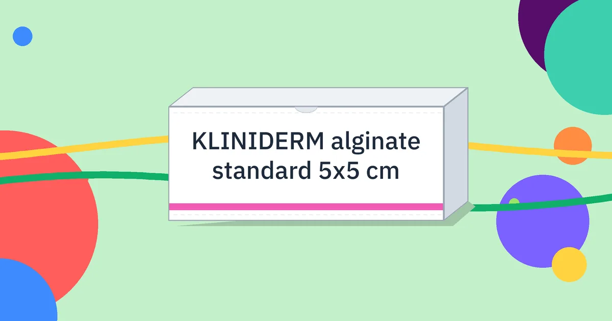 Symbolbild: Packung mit der Aufschrift KLINIDERM alginate standard 5x5 cm (PZN 12476452) – Verfügbarkeit und Bezug in Apotheken in Frankfurt am Main