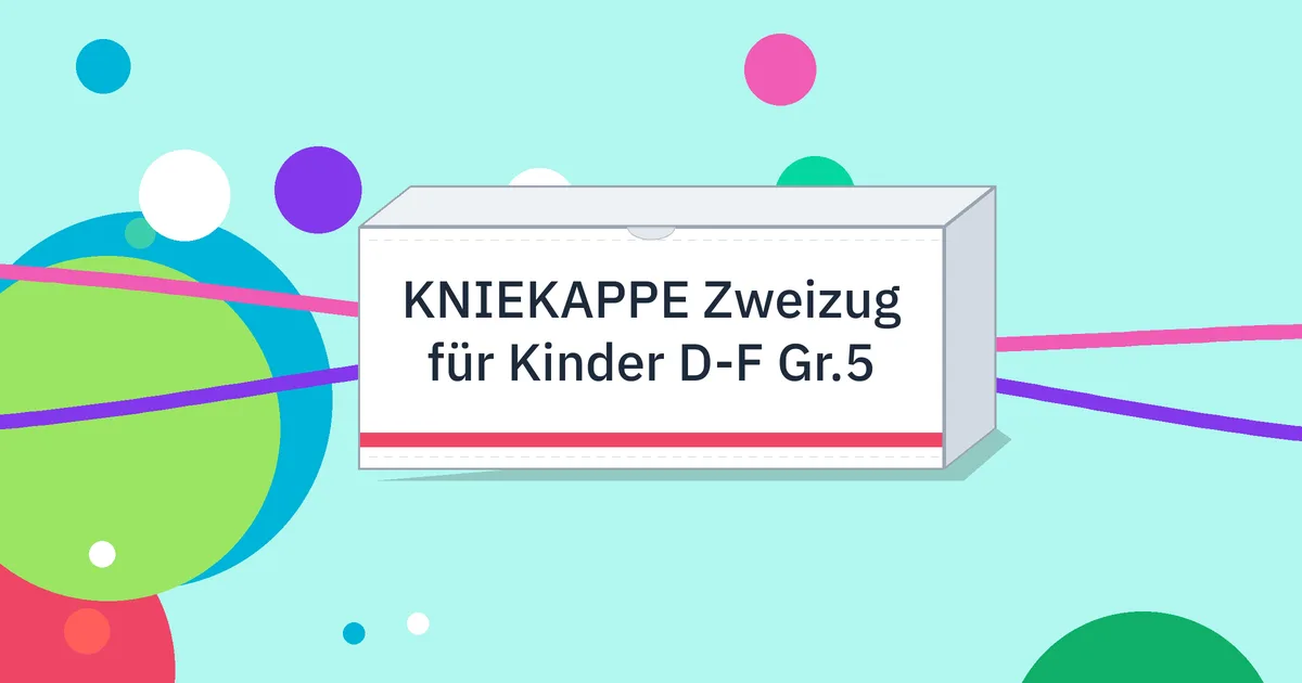 Symbolbild: Packung mit der Aufschrift KNIEKAPPE Zweizug für Kinder D-F Gr.5 (PZN 01738015) – Verfügbarkeit und Bezug in Apotheken in Frankfurt am Main