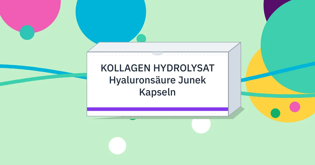 Symbolbild: Packung mit der Aufschrift KOLLAGEN HYDROLYSAT Hyaluronsäure Junek Kapseln (PZN 09325100) – Verfügbarkeit und Bezug in Apotheken in Frankfurt am Main