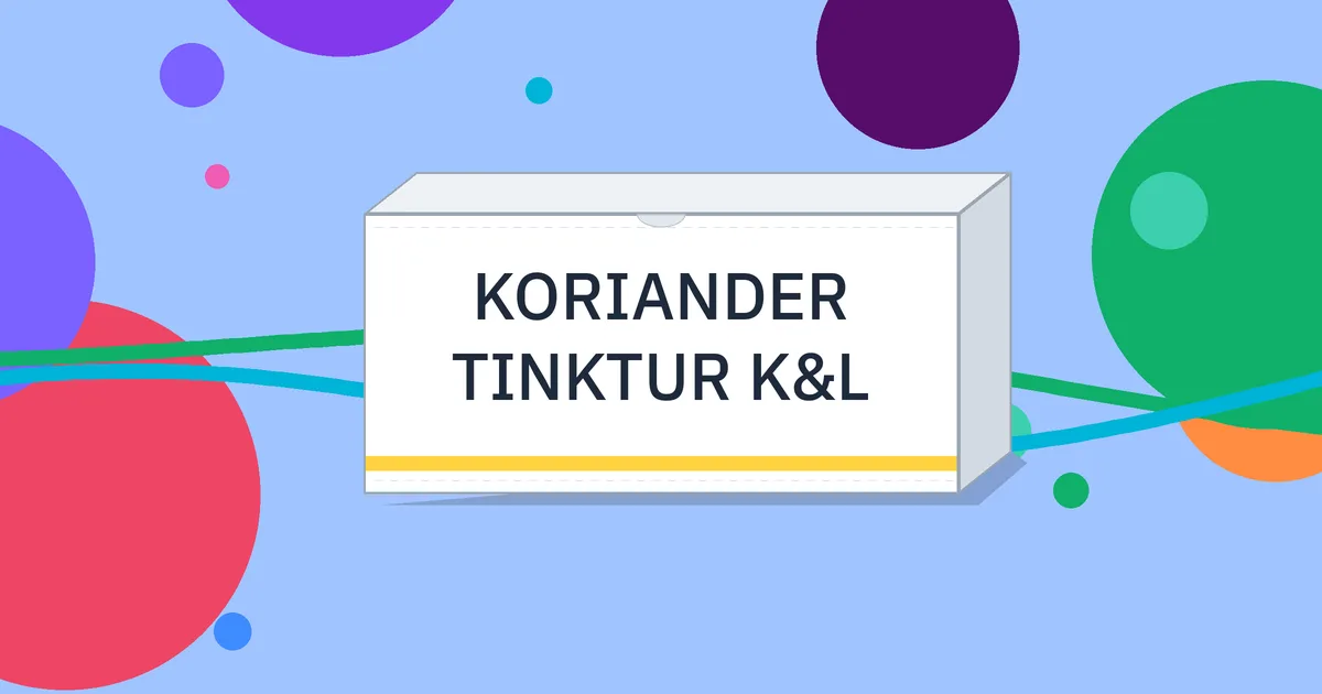 Symbolbild: Packung mit der Aufschrift KORIANDER TINKTUR K&L (PZN 16583400) – Verfügbarkeit und Bezug in Apotheken in Frankfurt am Main