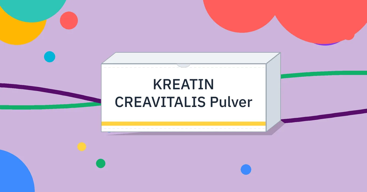 Symbolbild: Packung mit der Aufschrift KREATIN CREAVITALIS Pulver (PZN 20927294) – Verfügbarkeit und Bezug in Apotheken in Frankfurt am Main