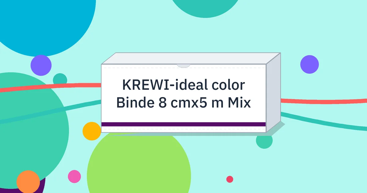 Symbolbild: Packung mit der Aufschrift KREWI-ideal color Binde 8 cmx5 m Mix (PZN 12444512) – Verfügbarkeit und Bezug in Apotheken in Frankfurt am Main