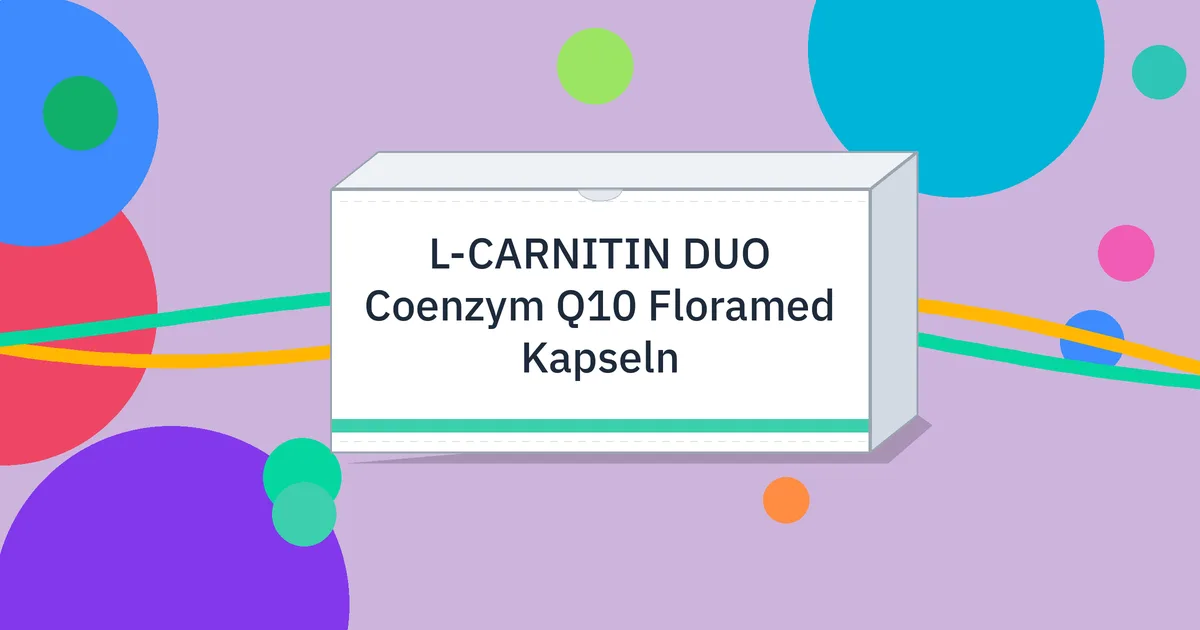 Symbolbild: Packung mit der Aufschrift L-CARNITIN DUO Coenzym Q10 Floramed Kapseln (PZN 10408825) – Verfügbarkeit und Bezug in Apotheken in Frankfurt am Main