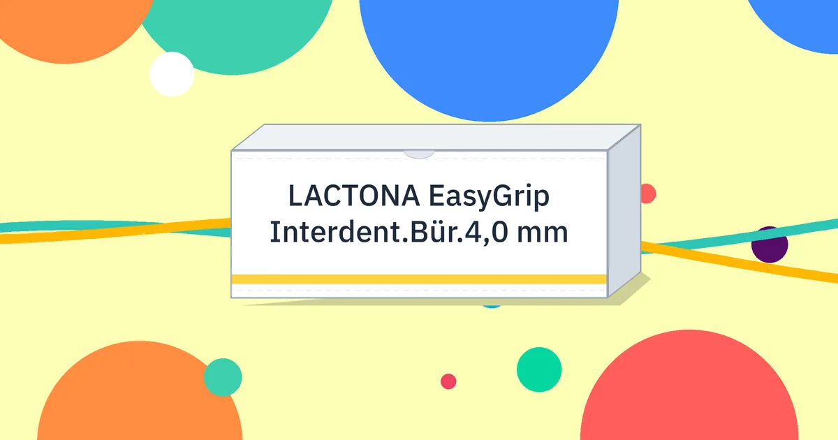 Symbolbild: Packung mit der Aufschrift LACTONA EasyGrip Interdent.Bür.4,0 mm (PZN 07771568) – Verfügbarkeit und Bezug in Apotheken in Frankfurt am Main