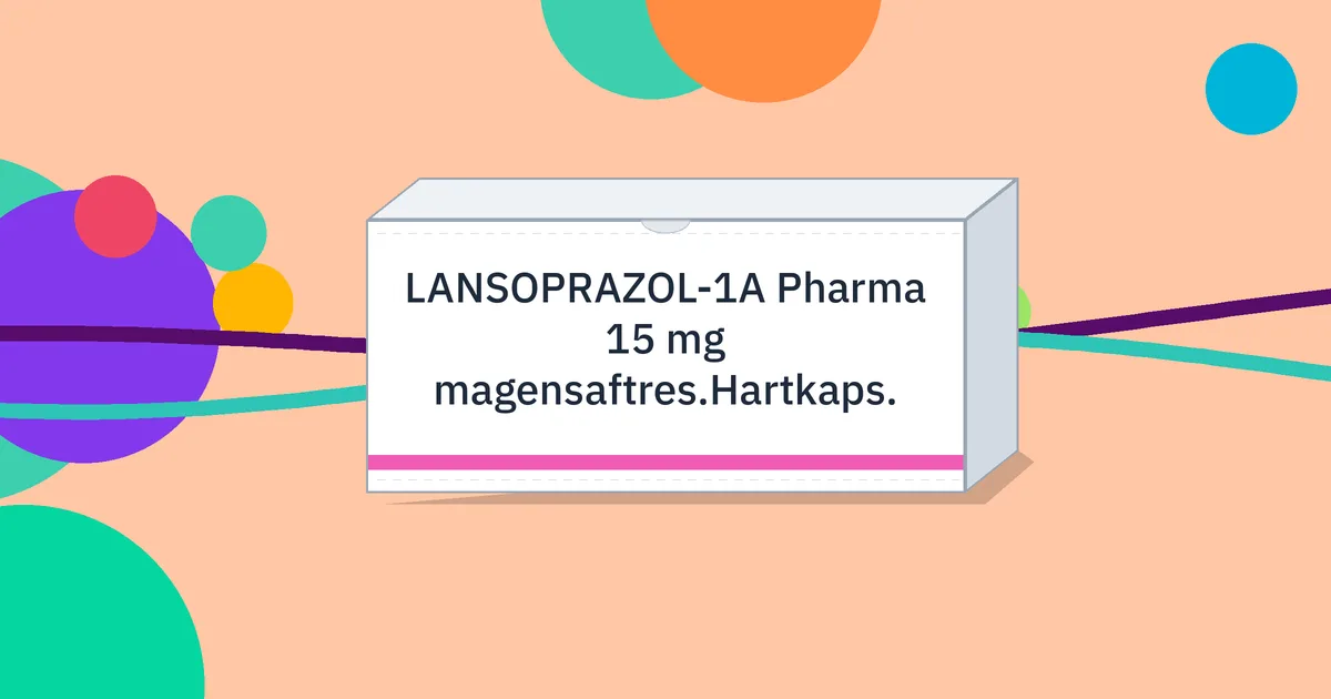 Symbolbild: Packung mit der Aufschrift LANSOPRAZOL-1A Pharma 15 mg magensaftres.Hartkaps. (PZN 04610221) – Verfügbarkeit und Bezug in Apotheken in Frankfurt am Main