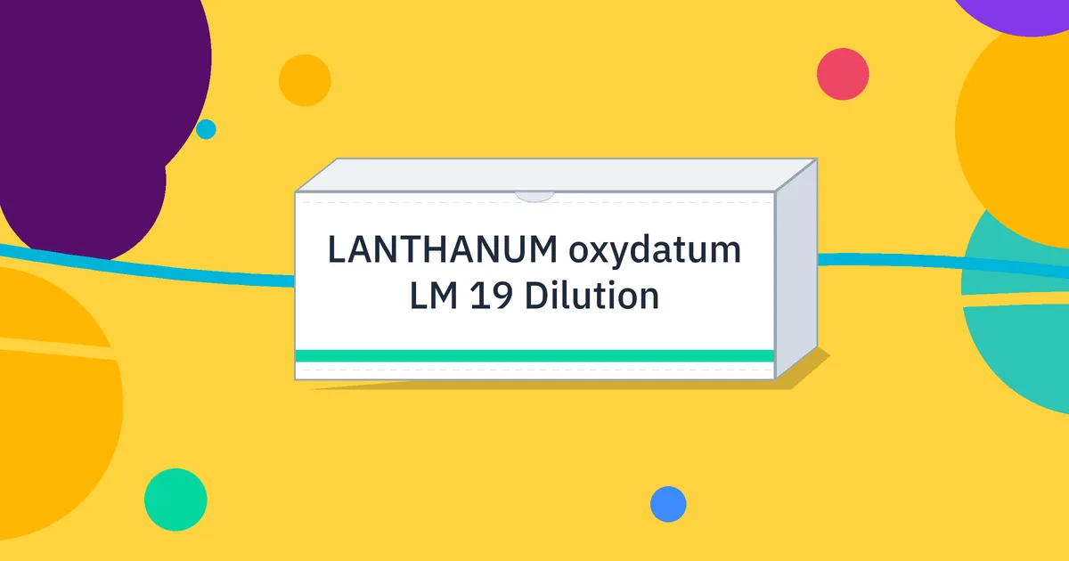 Symbolbild: Packung mit der Aufschrift LANTHANUM oxydatum LM 19 Dilution (PZN 13522295) – Verfügbarkeit und Bezug in Apotheken in Frankfurt am Main