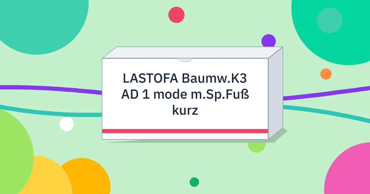 Symbolbild: Packung mit der Aufschrift LASTOFA Baumw.K3 AD 1 mode m.Sp.Fuß kurz (PZN 01952435) – Verfügbarkeit und Bezug in Apotheken in Frankfurt am Main