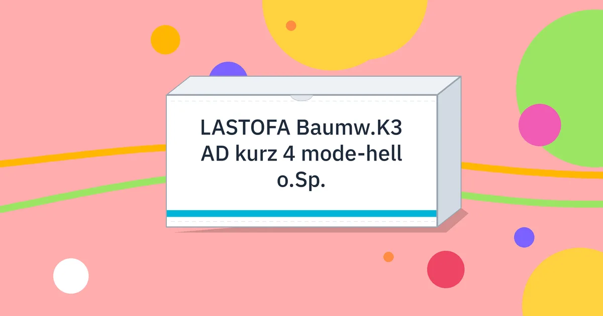 Symbolbild: Packung mit der Aufschrift LASTOFA Baumw.K3 AD kurz 4 mode-hell o.Sp. (PZN 01953966) – Verfügbarkeit und Bezug in Apotheken in Frankfurt am Main
