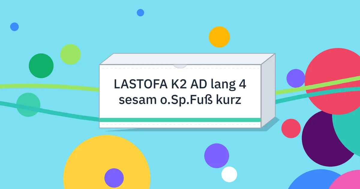 Symbolbild: Packung mit der Aufschrift LASTOFA K2 AD lang 4 sesam o.Sp.Fuß kurz (PZN 13800707) – Verfügbarkeit und Bezug in Apotheken in Frankfurt am Main
