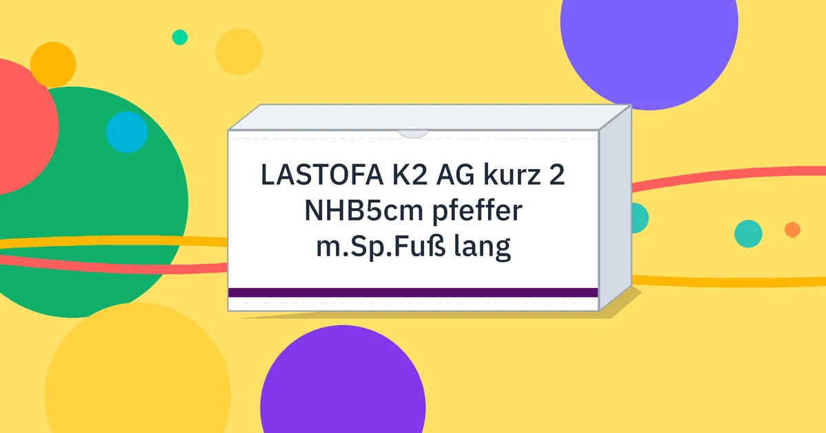 Symbolbild: Packung mit der Aufschrift LASTOFA K2 AG kurz 2 NHB5cm pfeffer m.Sp.Fuß lang (PZN 13803717) – Verfügbarkeit und Bezug in Apotheken in Frankfurt am Main