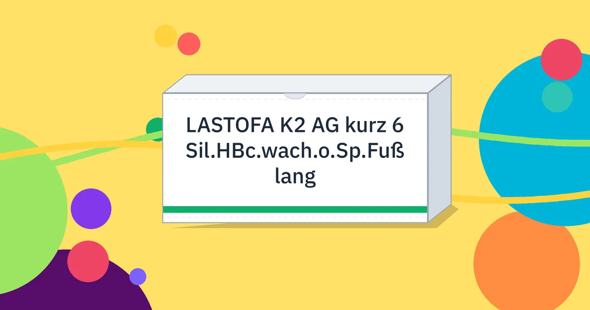 Symbolbild: Packung mit der Aufschrift LASTOFA K2 AG kurz 6 Sil.HBc.wach.o.Sp.Fuß lang (PZN 14150499) – Verfügbarkeit und Bezug in Apotheken in Frankfurt am Main