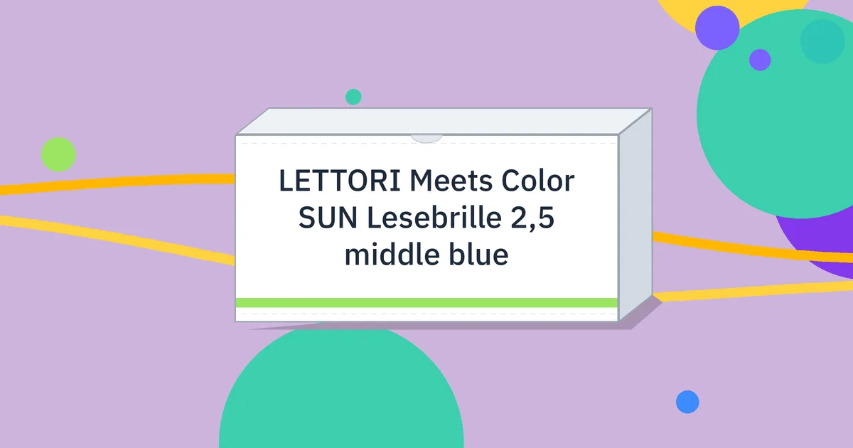 Symbolbild: Packung mit der Aufschrift LETTORI Meets Color SUN Lesebrille 2,5 middle blue (PZN 11163099) – Verfügbarkeit und Bezug in Apotheken in Frankfurt am Main