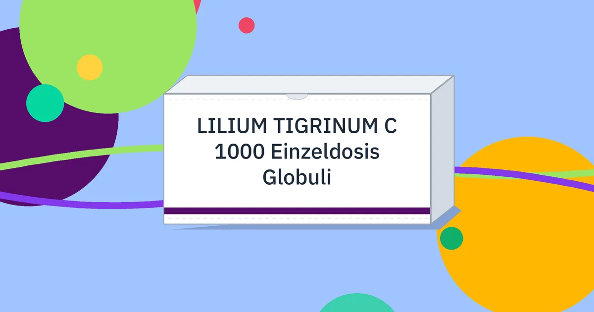 Symbolbild: Packung mit der Aufschrift LILIUM TIGRINUM C 1000 Einzeldosis Globuli (PZN 03034005) – Verfügbarkeit und Bezug in Apotheken in Frankfurt am Main
