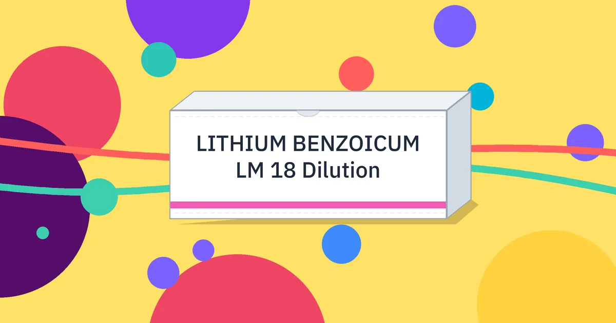 Symbolbild: Packung mit der Aufschrift LITHIUM BENZOICUM LM 18 Dilution (PZN 13531590) – Verfügbarkeit und Bezug in Apotheken in Frankfurt am Main