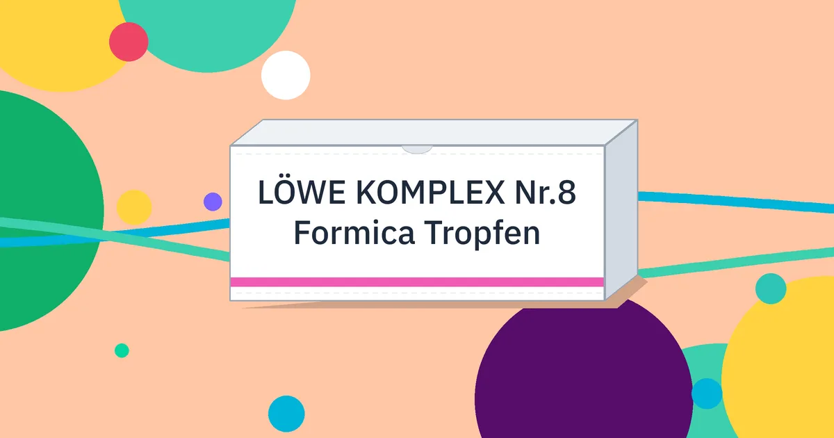 Symbolbild: Packung mit der Aufschrift LÖWE KOMPLEX Nr.8 Formica Tropfen (PZN 03068808) – Verfügbarkeit und Bezug in Apotheken in Frankfurt am Main