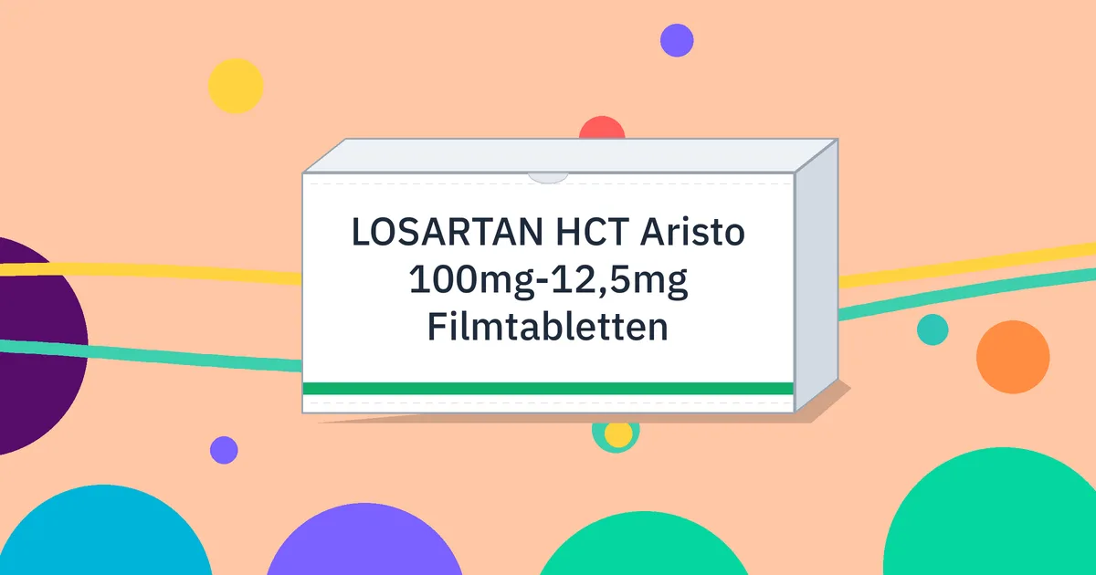 Symbolbild: Packung mit der Aufschrift LOSARTAN HCT Aristo 100mg-12,5mg Filmtabletten (PZN 07510632) – Verfügbarkeit und Bezug in Apotheken in Frankfurt am Main