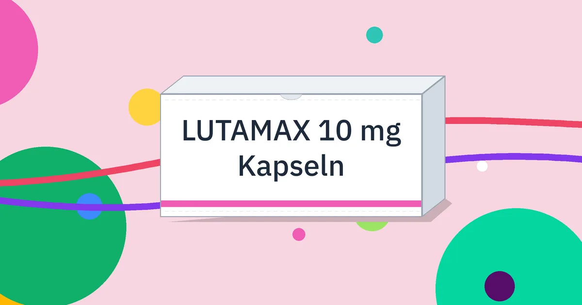 Symbolbild: Packung mit der Aufschrift LUTAMAX 10 mg Kapseln (PZN 00257153) – Verfügbarkeit und Bezug in Apotheken in Frankfurt am Main
