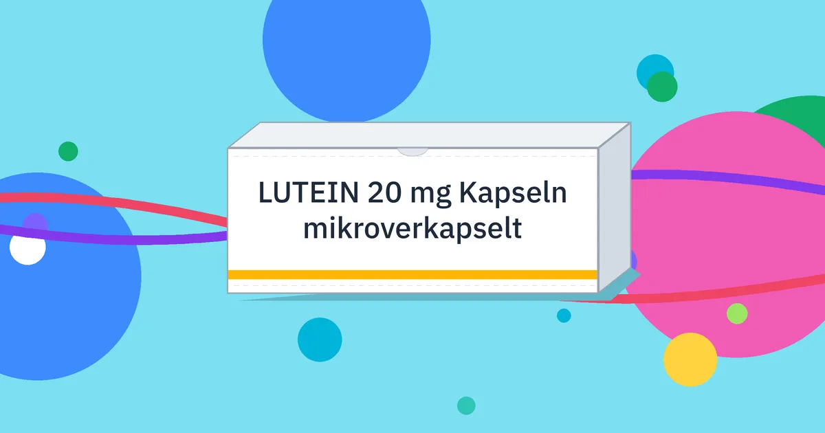 Symbolbild: Packung mit der Aufschrift LUTEIN 20 mg Kapseln mikroverkapselt (PZN 11161568) – Verfügbarkeit und Bezug in Apotheken in Frankfurt am Main