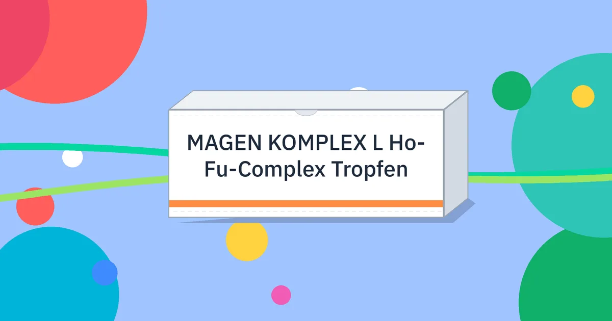 Symbolbild: Packung mit der Aufschrift MAGEN KOMPLEX L Ho-Fu-Complex Tropfen (PZN 01742465) – Verfügbarkeit und Bezug in Apotheken in Frankfurt am Main