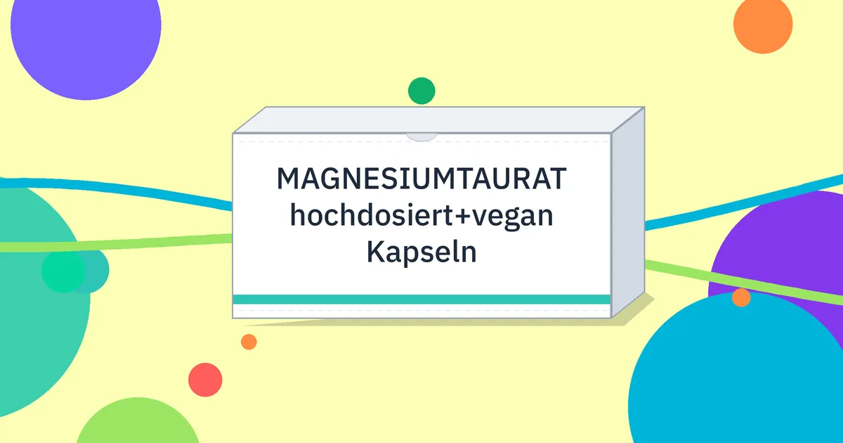 Symbolbild: Packung mit der Aufschrift MAGNESIUMTAURAT hochdosiert+vegan Kapseln (PZN 18713396) – Verfügbarkeit und Bezug in Apotheken in Frankfurt am Main