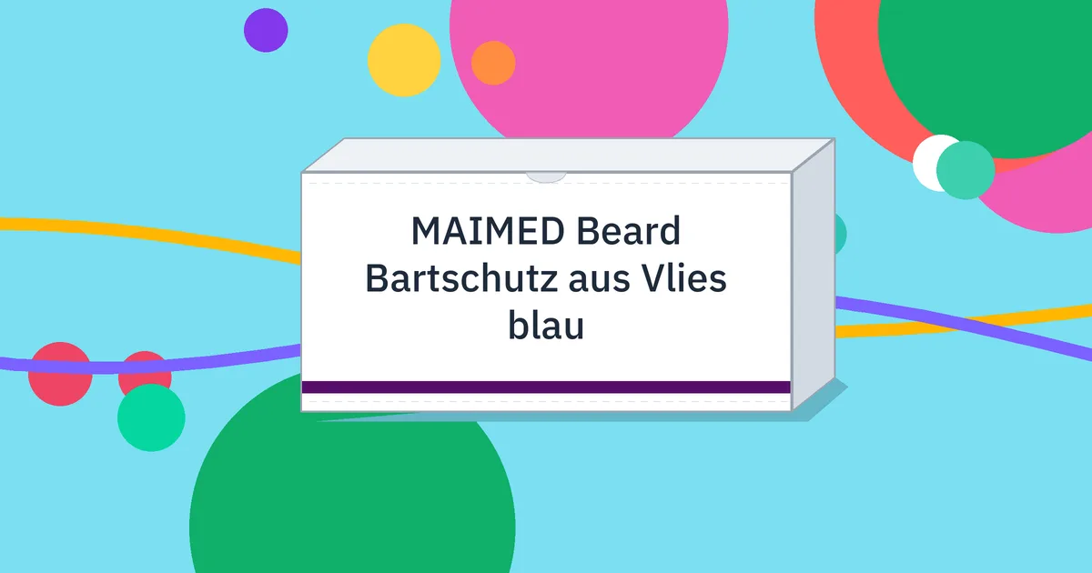 Symbolbild: Packung mit der Aufschrift MAIMED Beard Bartschutz aus Vlies blau (PZN 06113863) – Verfügbarkeit und Bezug in Apotheken in Frankfurt am Main